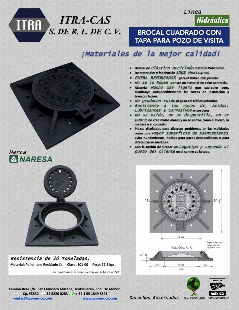 BROCAL CUADRADO CON TAPA PARA POZO DE VISITA - Cap Mexico